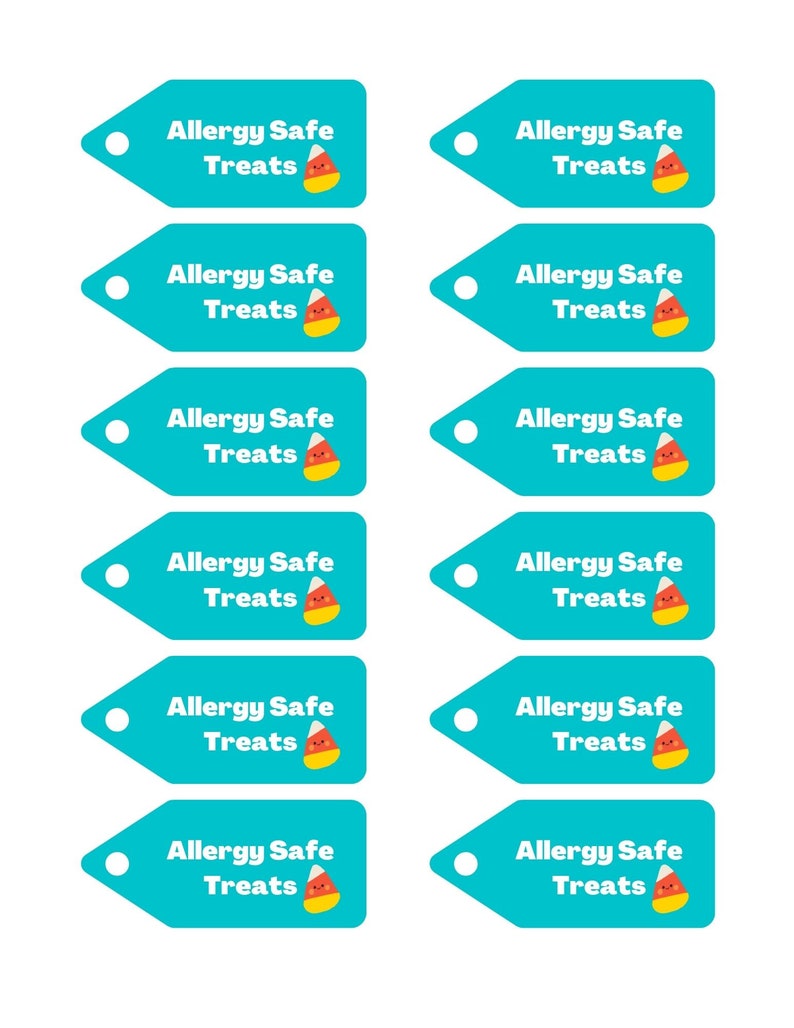 Allergy Safe Treat Bag Tag, Allergy Friendly Treat Tag, Allergy Tag ...