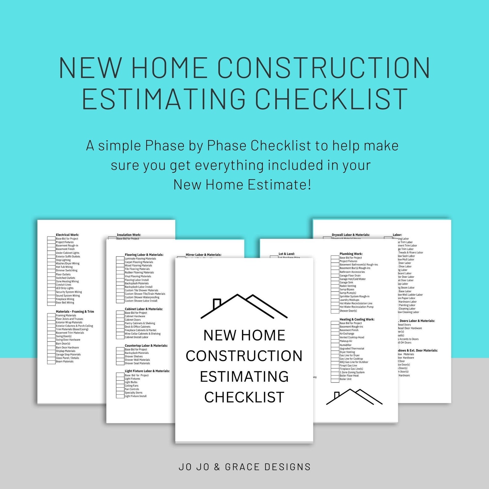 New Home Construction Estimating Checklist (printable PDF) - Etsy