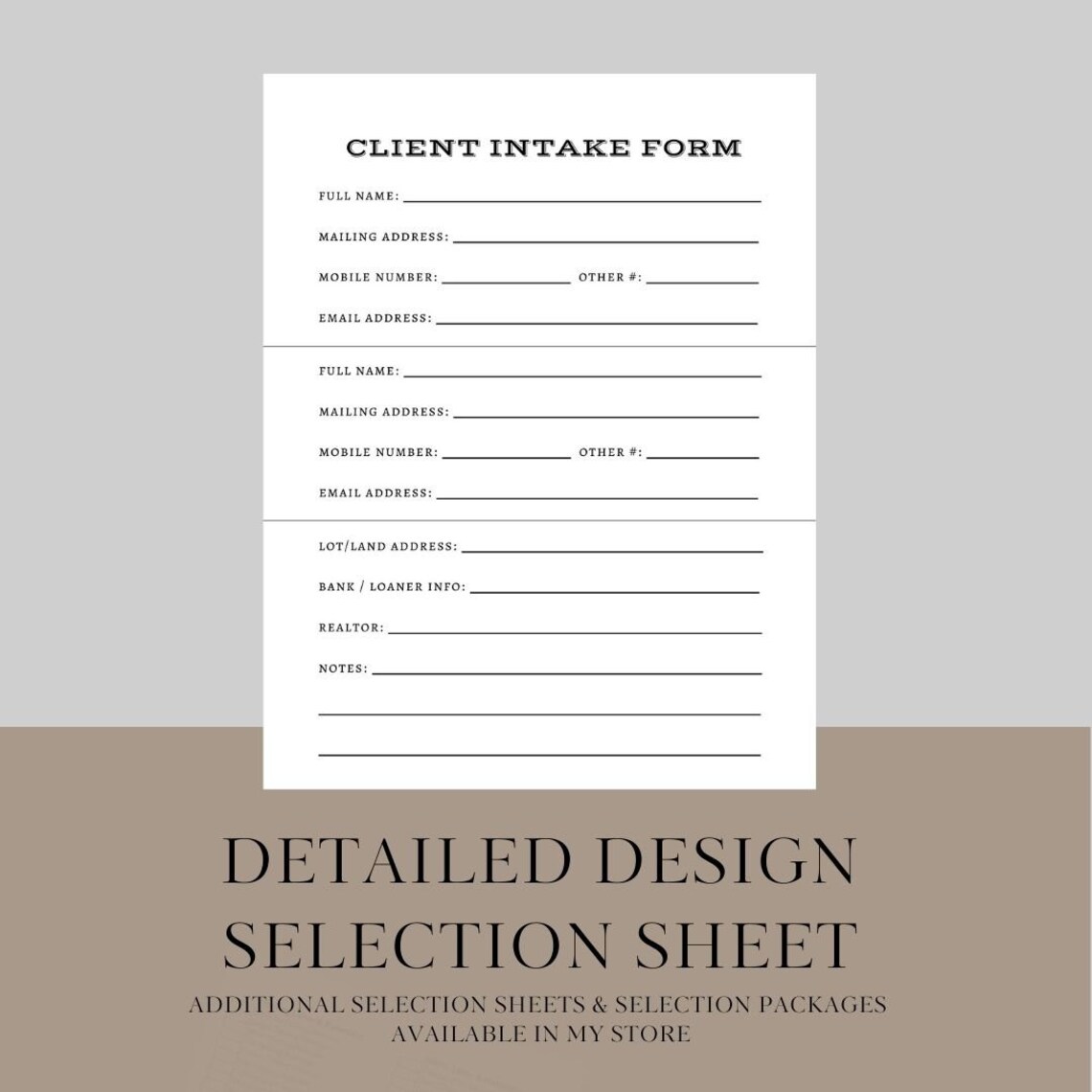 Building Construction Client Intake Form, New Home Construction Contact ...