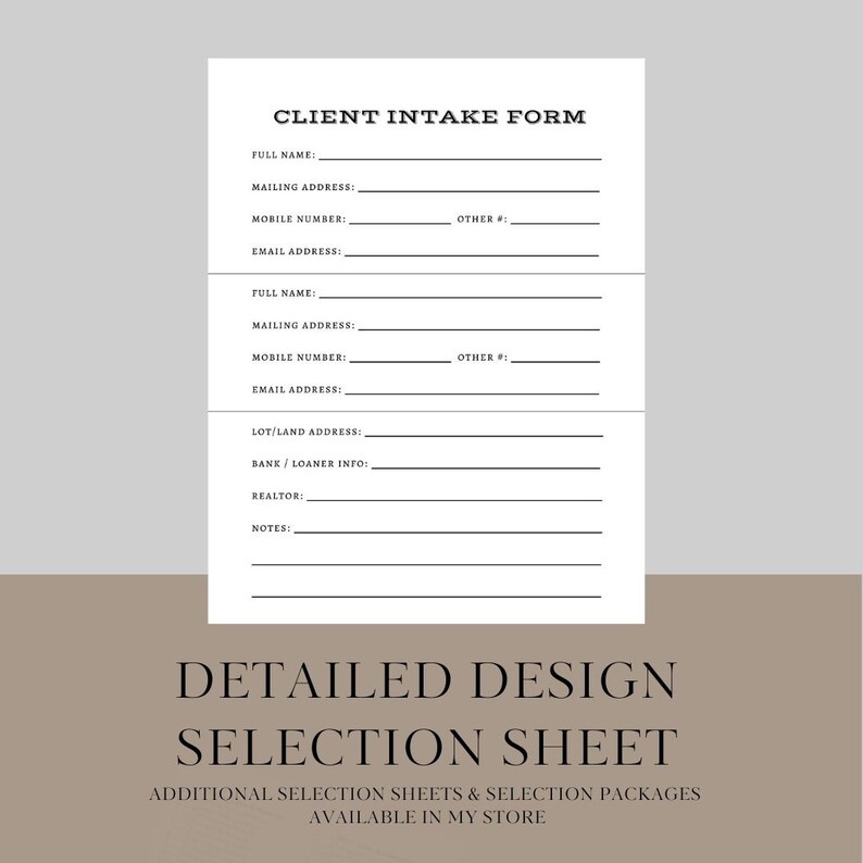 Building & Interior Design Client Intake Form (digital Download) - Etsy