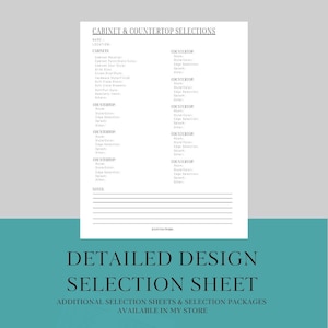 Cabinet & Countertop Selection Sheet: Builder Color Template (PDF) - Etsy