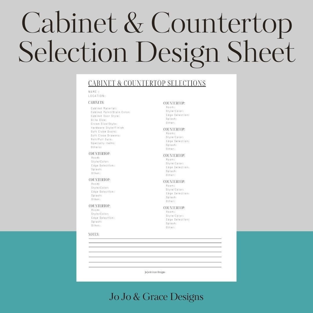 Cabinet & Countertop Selection Sheet: Builder Color Template (PDF) - Etsy