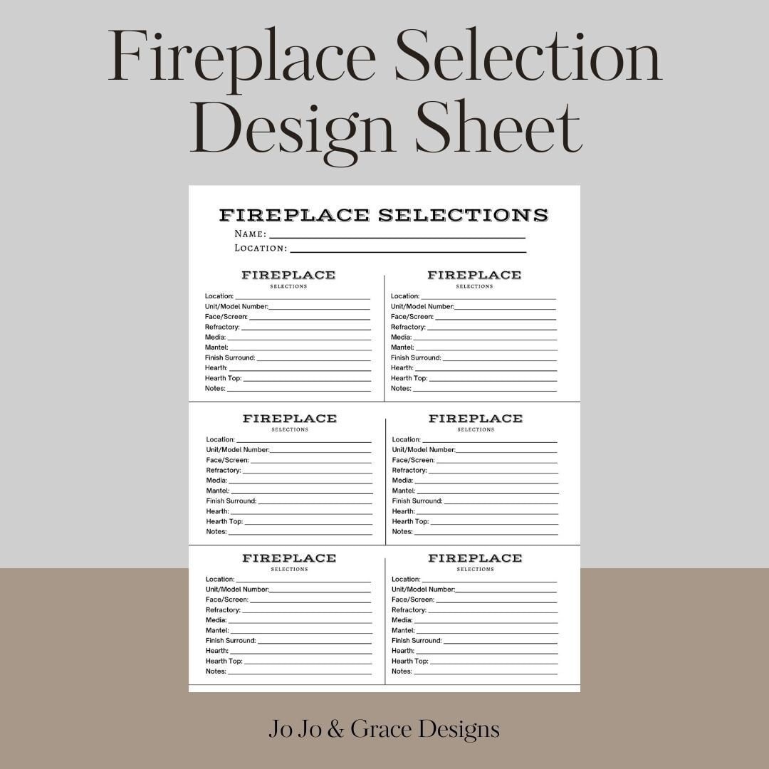 Fireplace Design Selection Sheet, Building Product Sheet, Fireplace ...