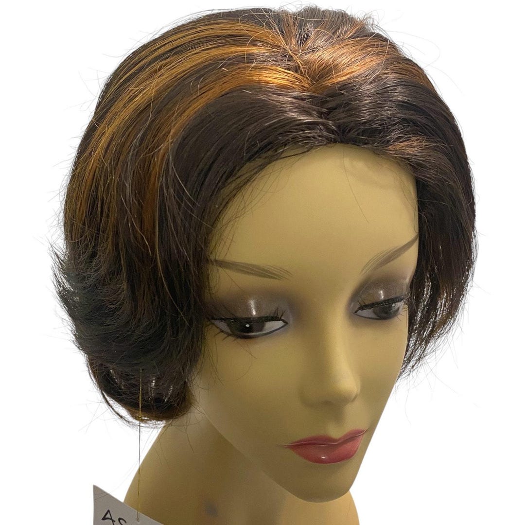 ASHRO Center Part Wig Brown Copper Layered Bob Synthetic Hair for Women ...