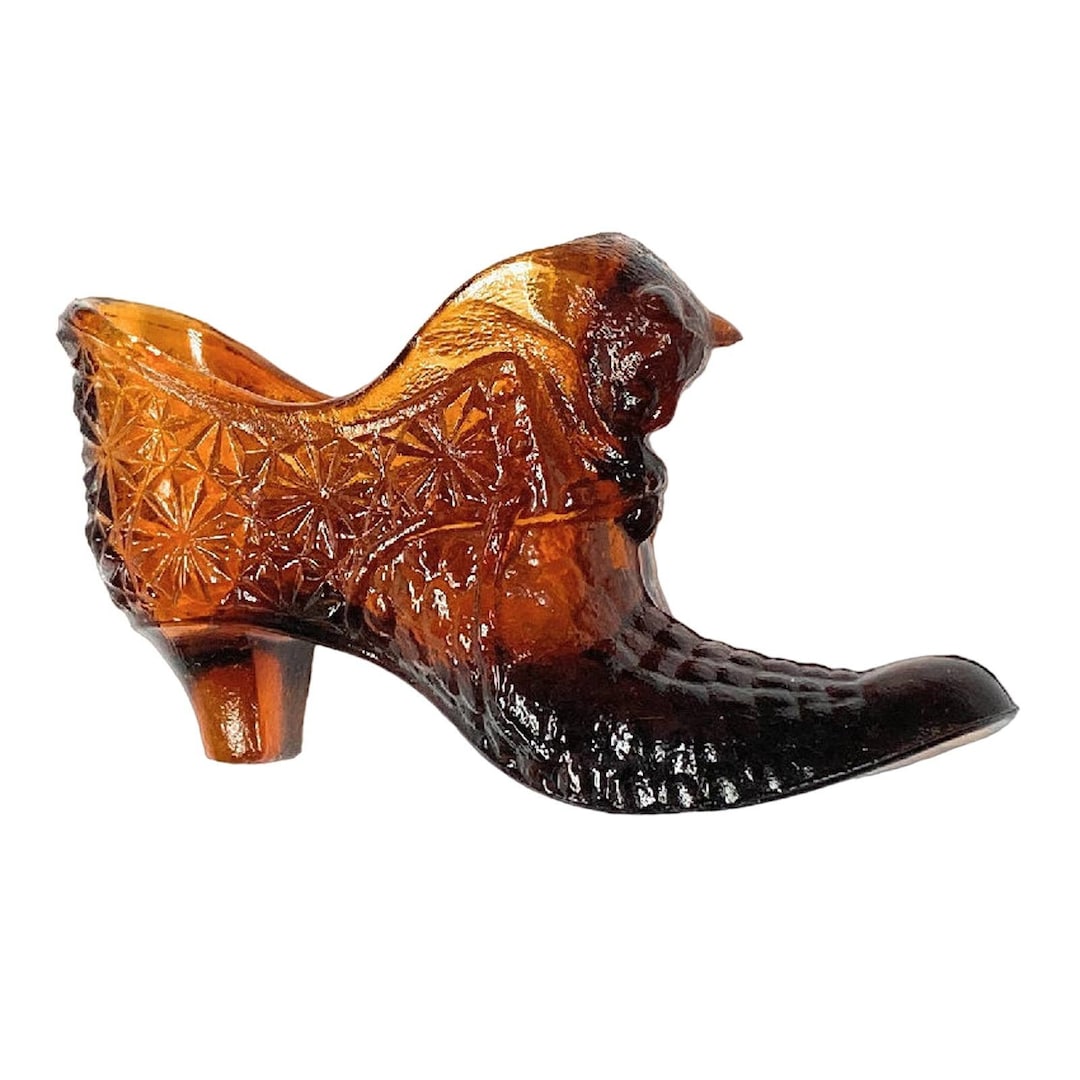 Boyd Crystal Art Glass Daisy Button Cat Slipper Shoe 1999 - Etsy