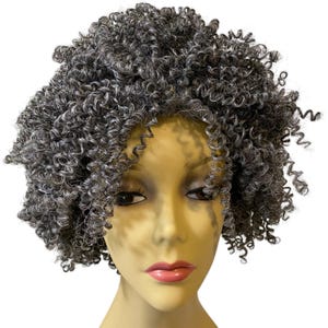 ASHRO Curly Wig Dark Gray Coil Curls for Mature Black Women One Size ...