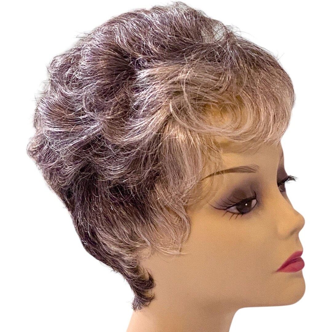 Vivica Fox Human Hair Wig Shades of Gray Curly Razor Pixie for Mature ...