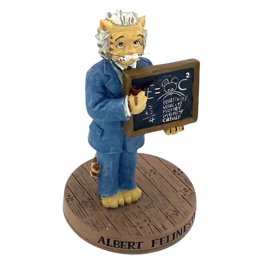 Vintage 1998 Ertl Cat Hall of Fame Albert Felinestein Figurine 4" MIB W ...