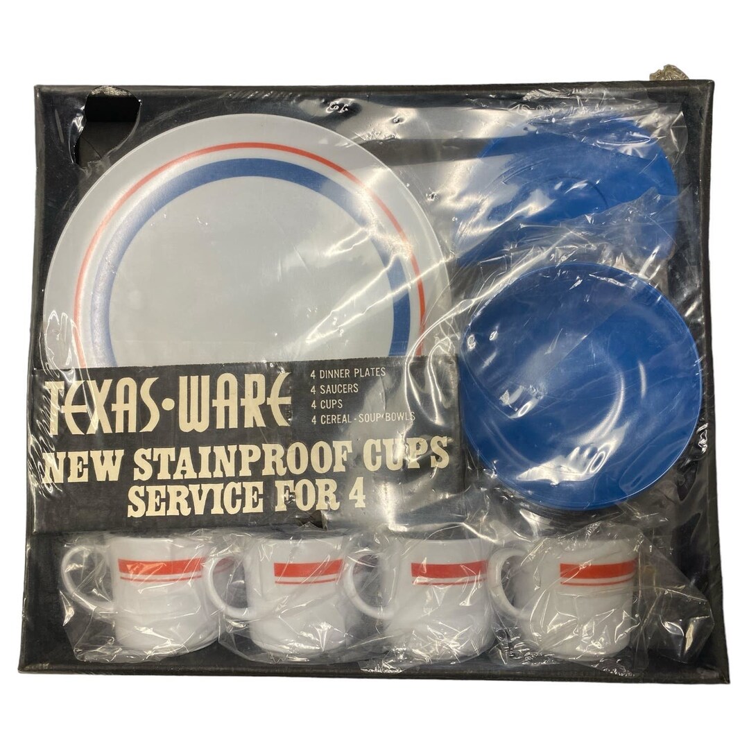 Vintage 16 Pc Melamine Melmac Dish Set Texas Ware Plate Cup Saucer Bowl ...