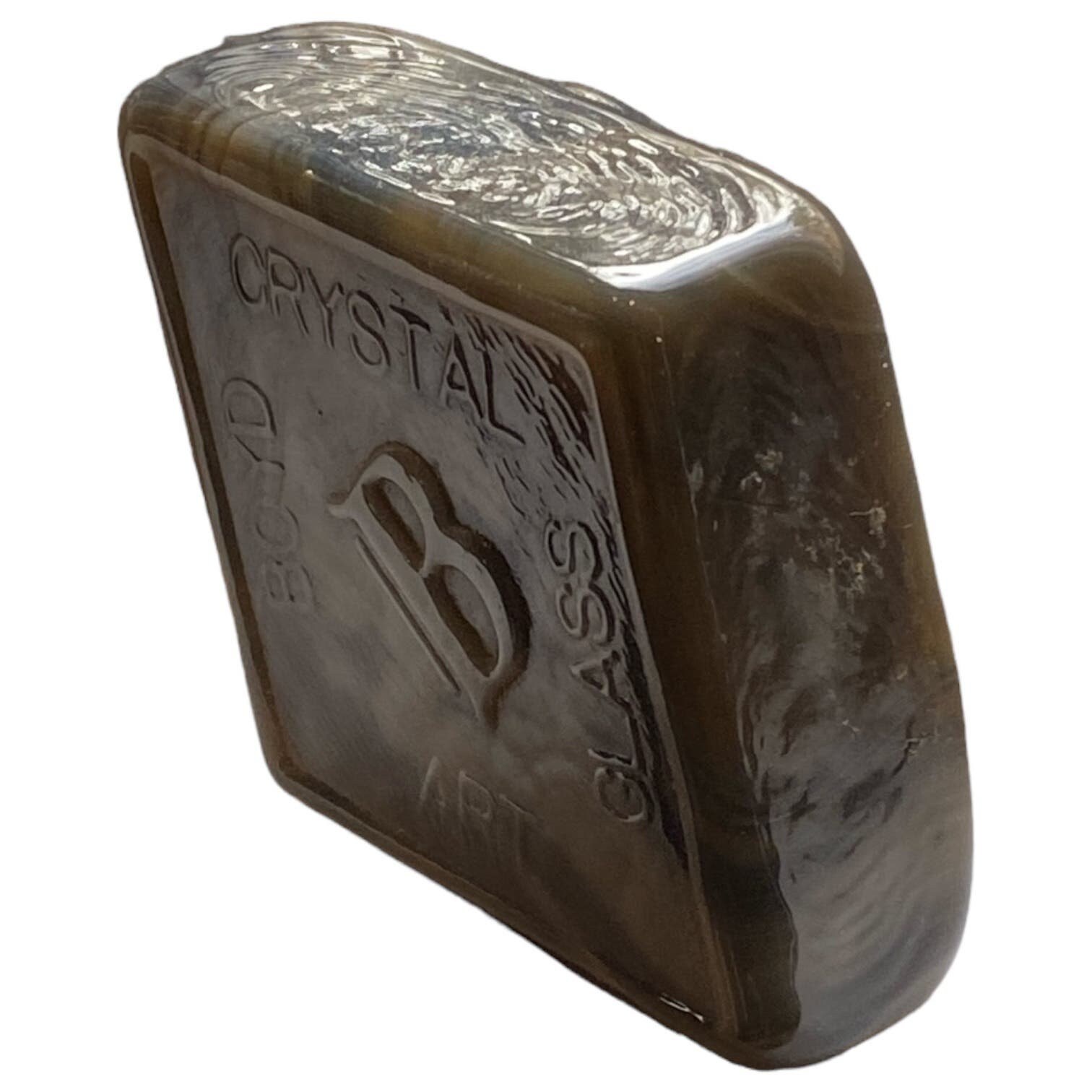 Boyds Crystal Glass Diamond Logo 2000 Toffee Brown Slag Vintage ...