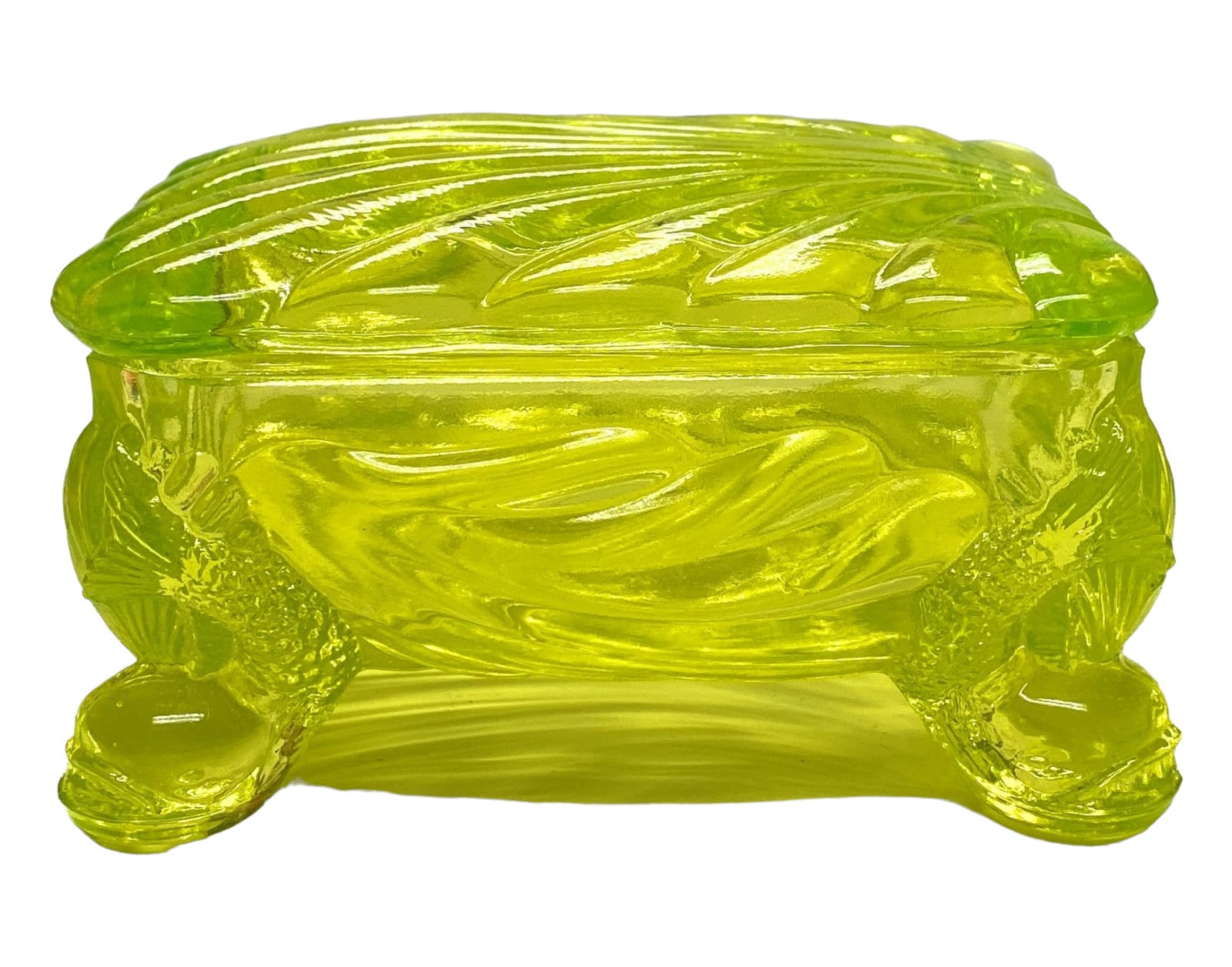 Boyd Glass Shell Dresser Trinket Box With Cover 1998-03 Vaseline Ring ...