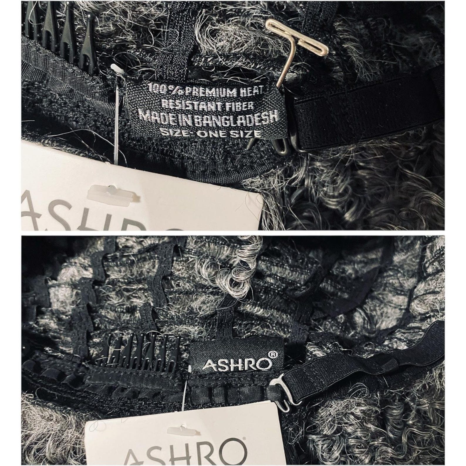 ASHRO Curly Wig Dark Gray Coil Curls for Mature Black Women One Size ...