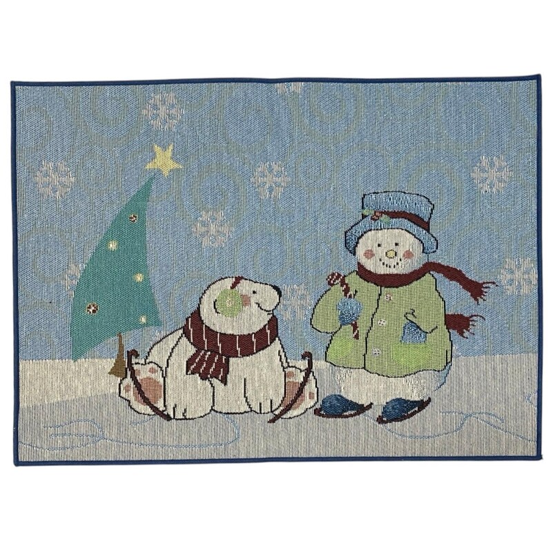 Set of 4 Christmas Holiday Snowman Placemats Arctic Blue Snowflake ...