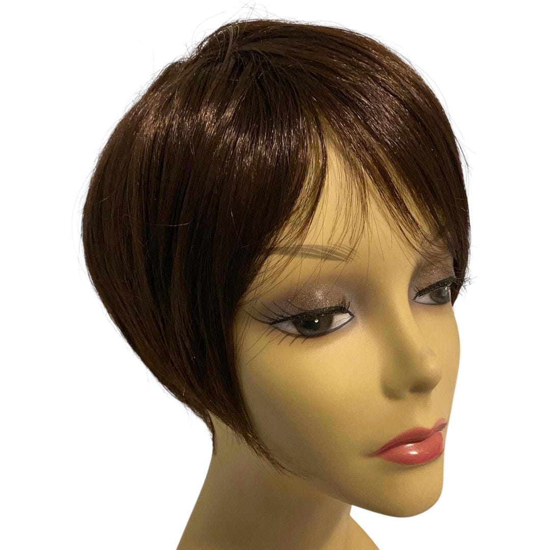 ASHRO Synthetic Short Bob Wig Side Part Dark Brown for Women One Size ...