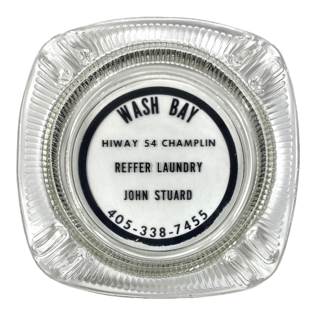Wash Bay Reffer Laundry Advertising Ribbed Glass Vintage Ashtray 4.25 ...