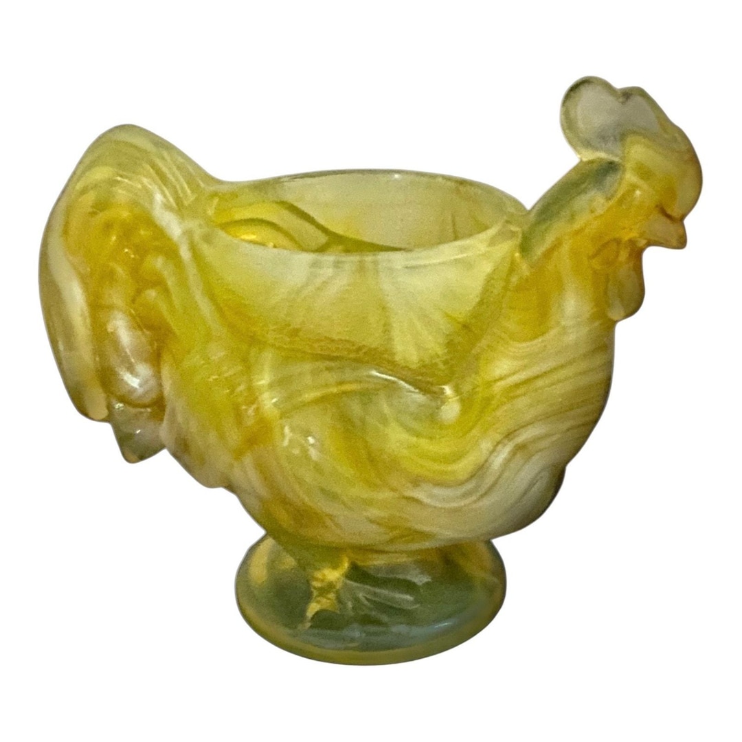 Boyds Glass Extra Large Rooster Egg Cup 1999 Autumn Harvest Swirl GLOWS ...