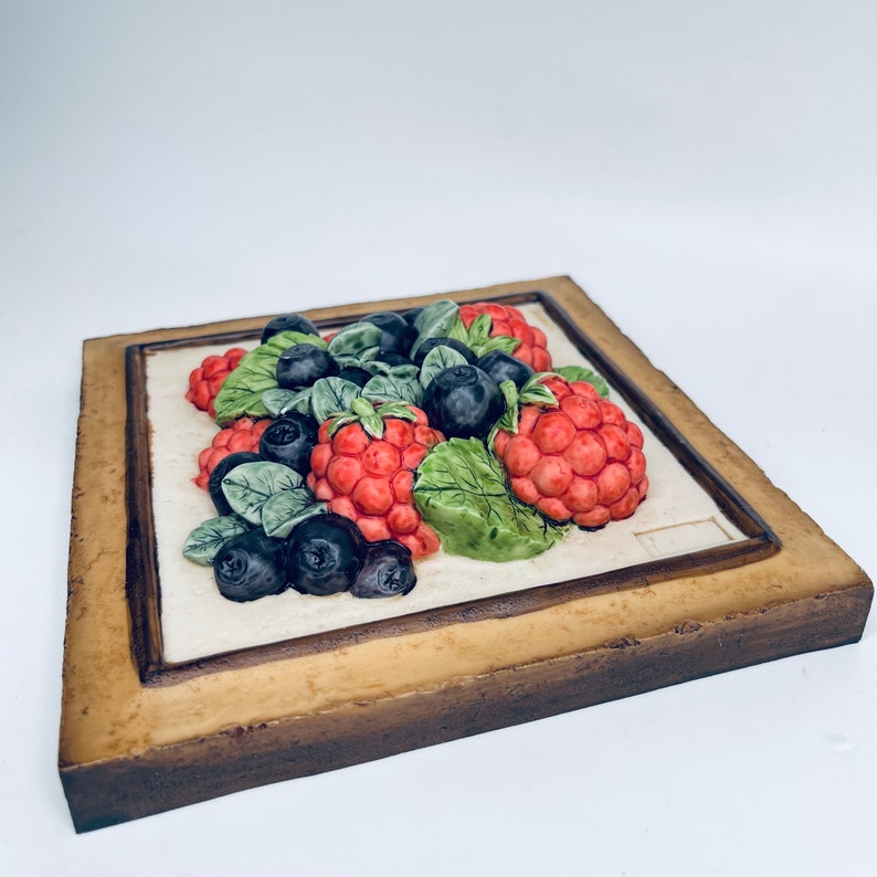 Wall Hanging Blueberries and Raspberries Tile Art Creazioni - Etsy