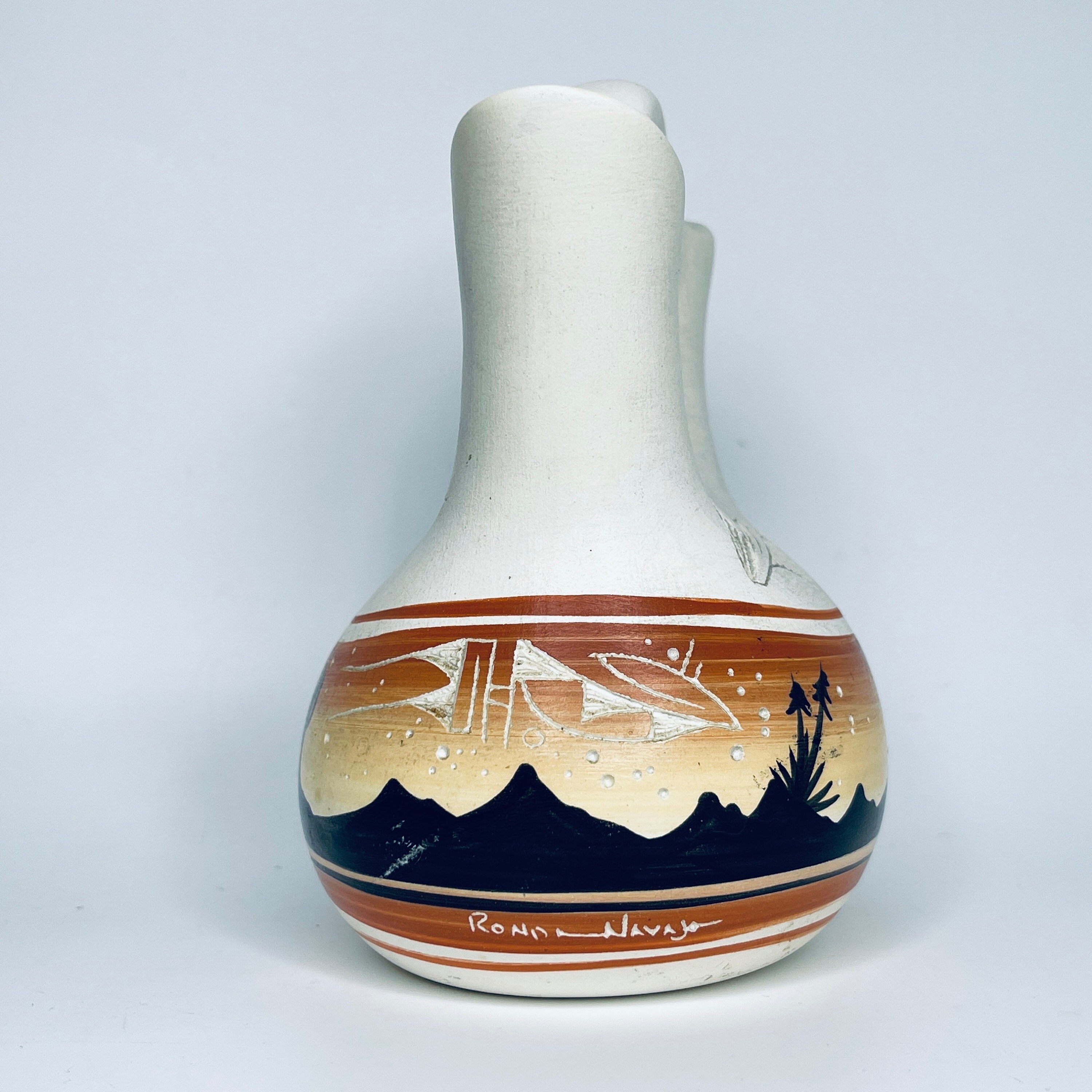 Hozoni Pottery Native American Wedding Vase: Hand-painted Desert Scene ...
