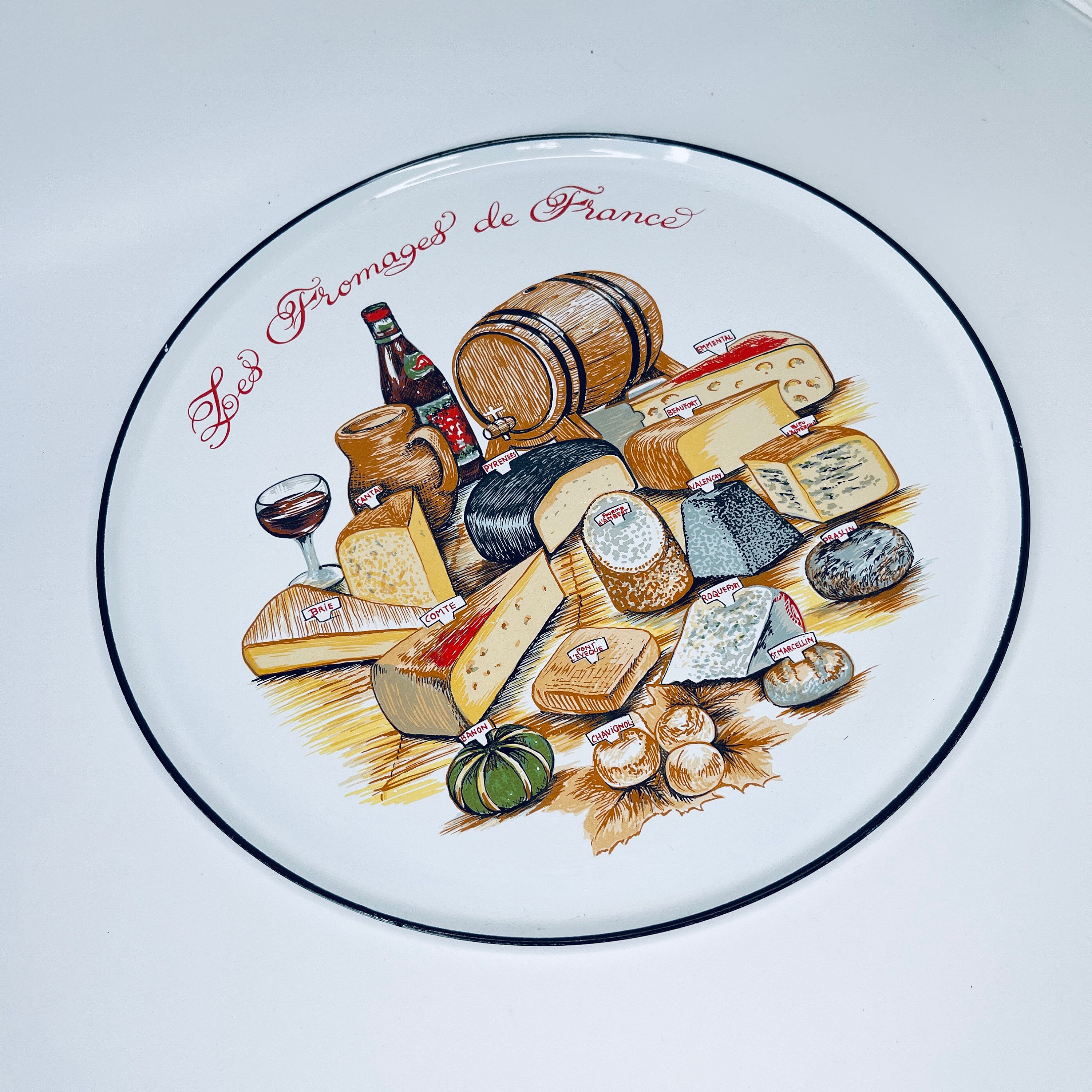 Fromages De France Enamel Metal Round Tray Platter From France Cheese ...