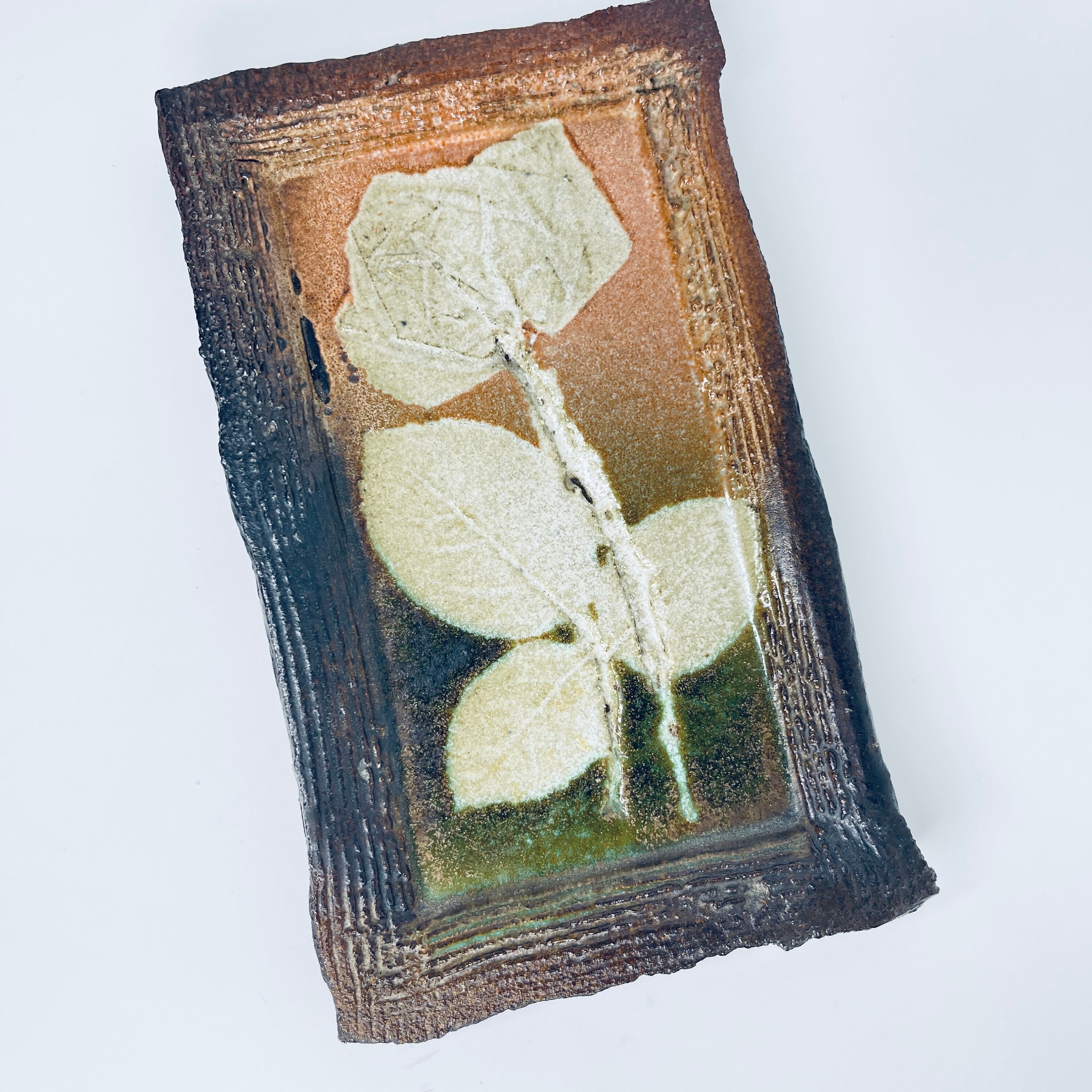 Vintage Stoneware Trinket Dish 20x12x1.5 CM Tray Flower Earthy Brown ...