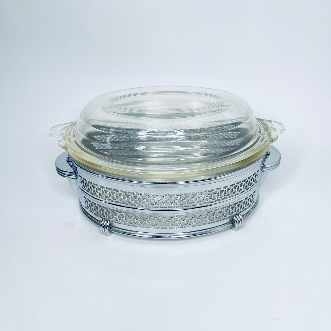 Vintage Casserole Dish With Lid Phoenix in Original Chromed Stand ...