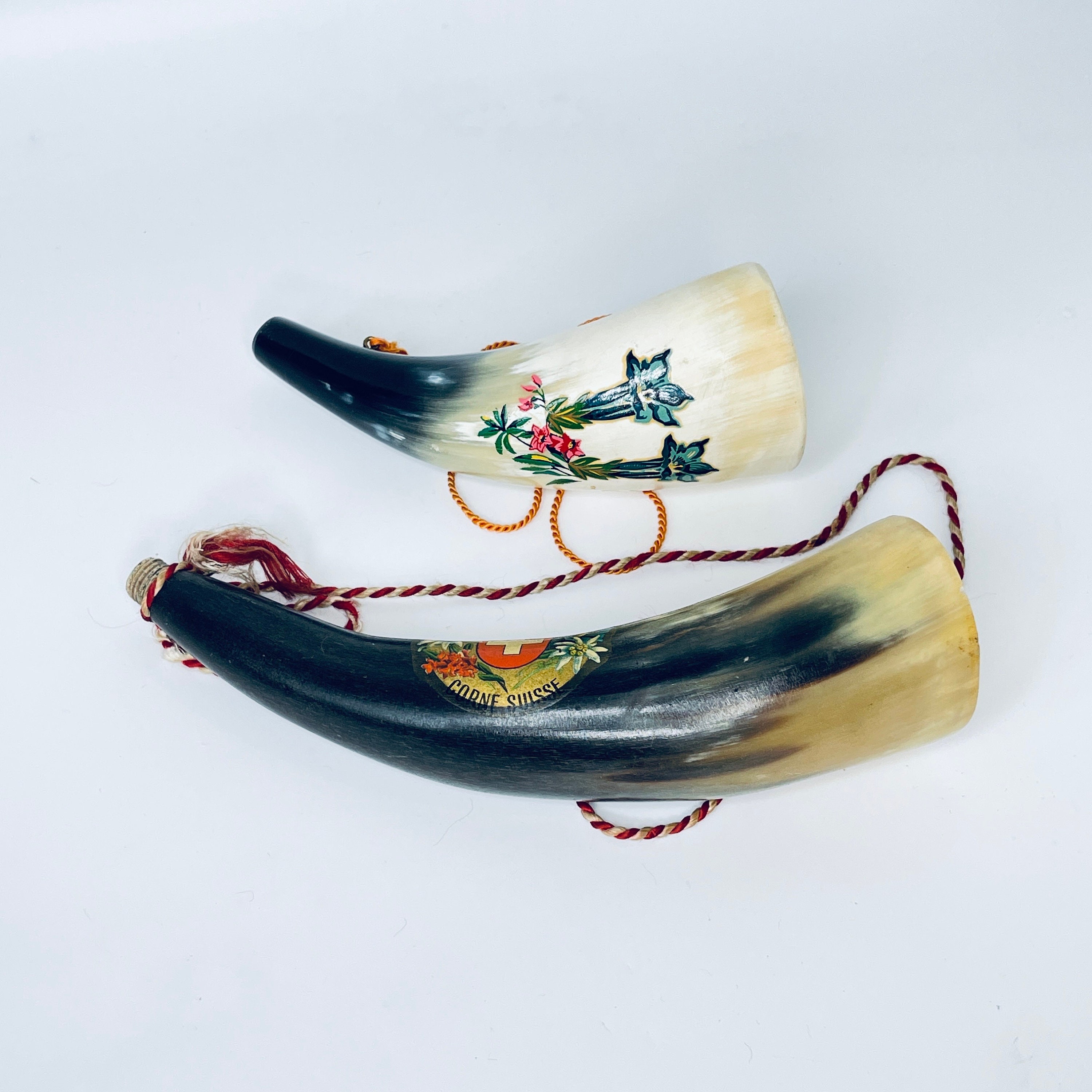 Vintage Horns Pair One Works and the Other Does Not Swiss Souvenir ...