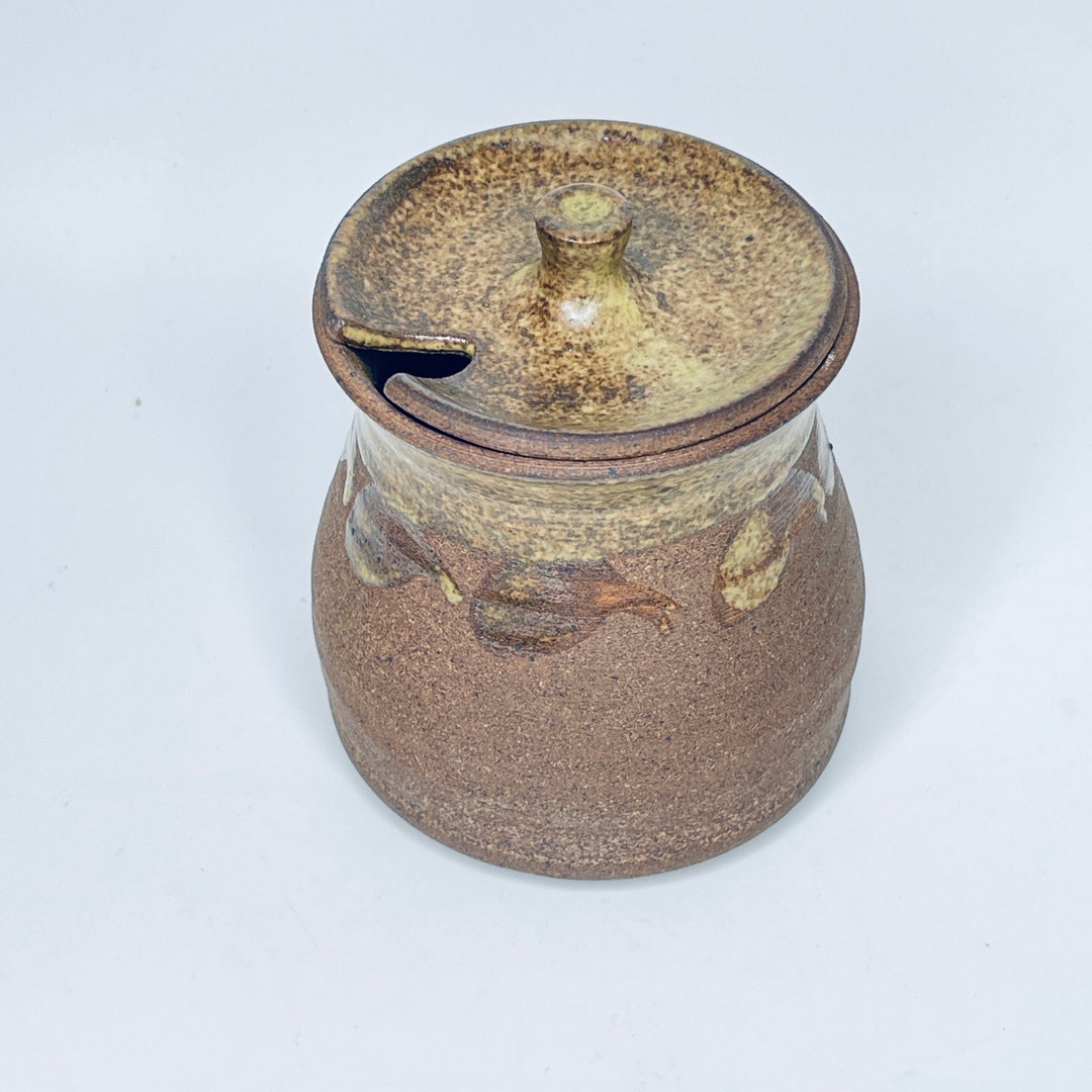 Vintage Lango Pottery Jam Jar: Brown Stoneware Lidded Pot - Etsy