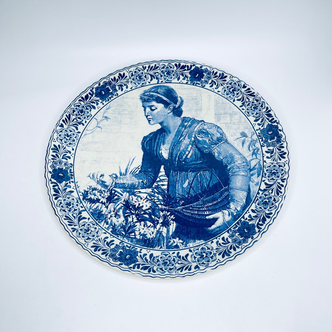 Vintage Delft Blauw Plate Holland Large 33 CM Diam Delftware Blue ...