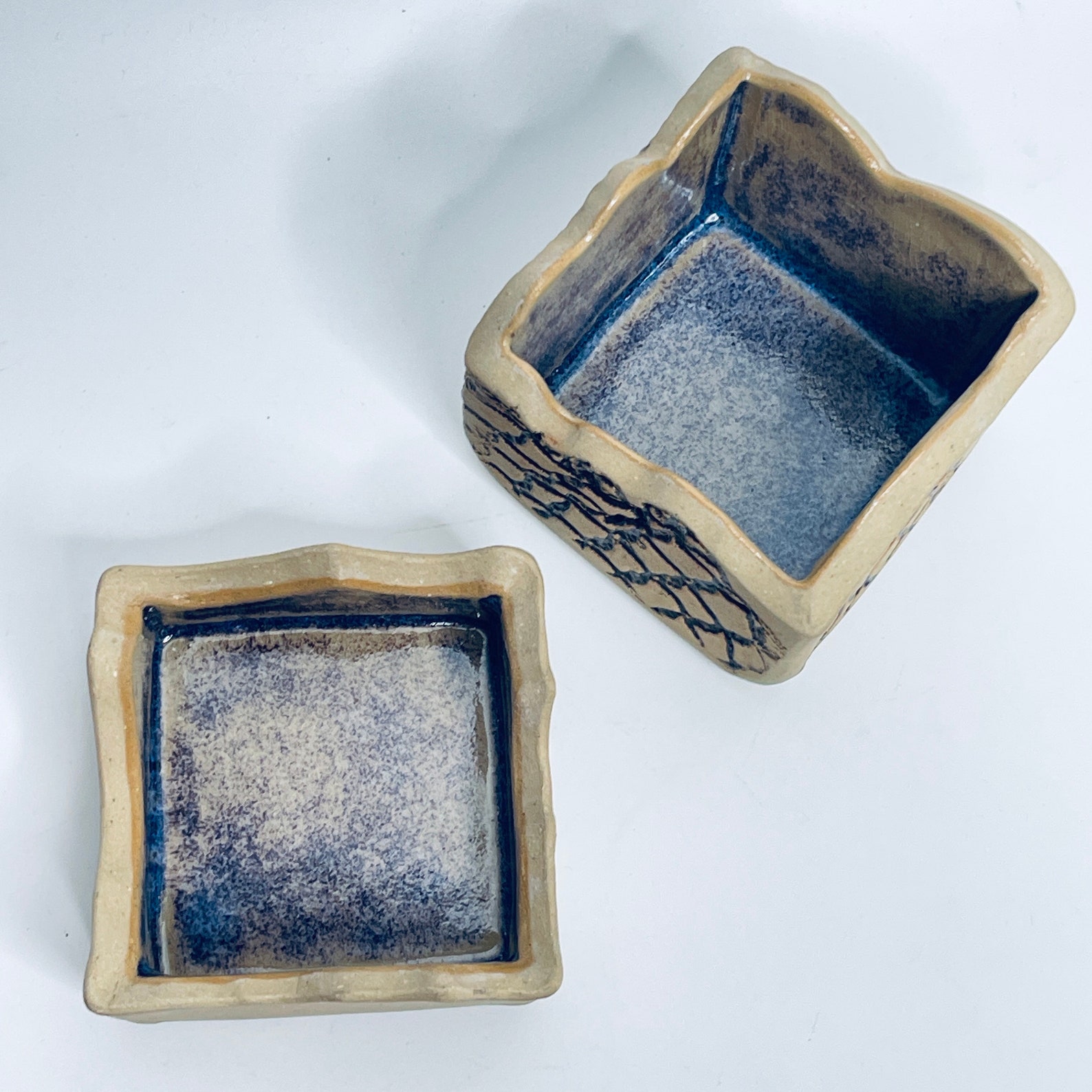 Unique Stoneware Trinket Box Cube Container Odd Shaped Lid Brown 9x8x8 ...