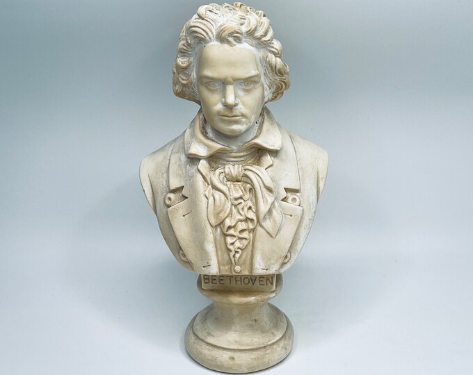 Vintage BEETHOVEN SCULPTURE Plaster Bust Signed R 23 Cm Ludwig Van ...