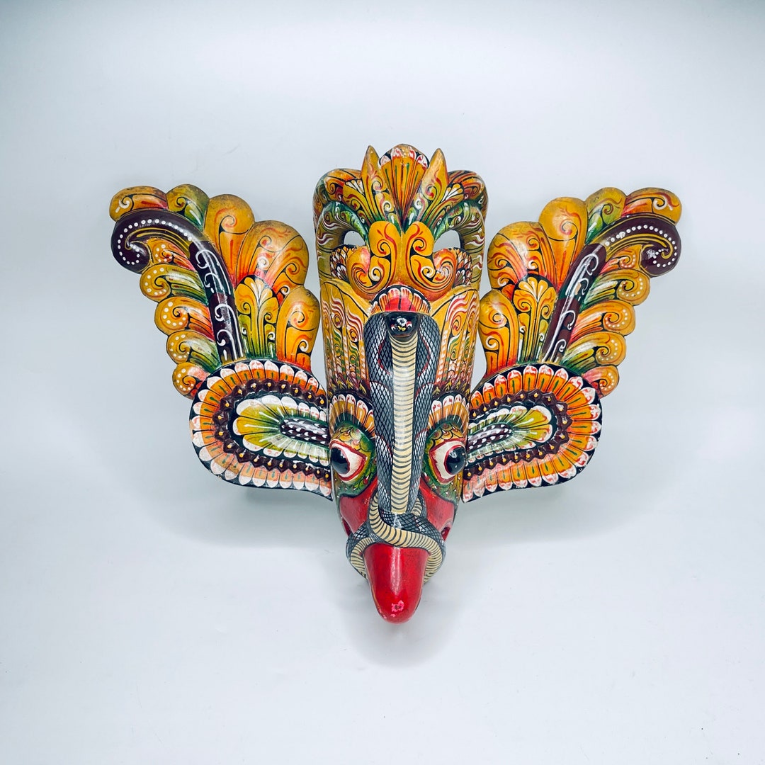 Vintage Sri Lankan Gurulu Raksha Mask: Hand-carved Solar Bird Wall Art ...