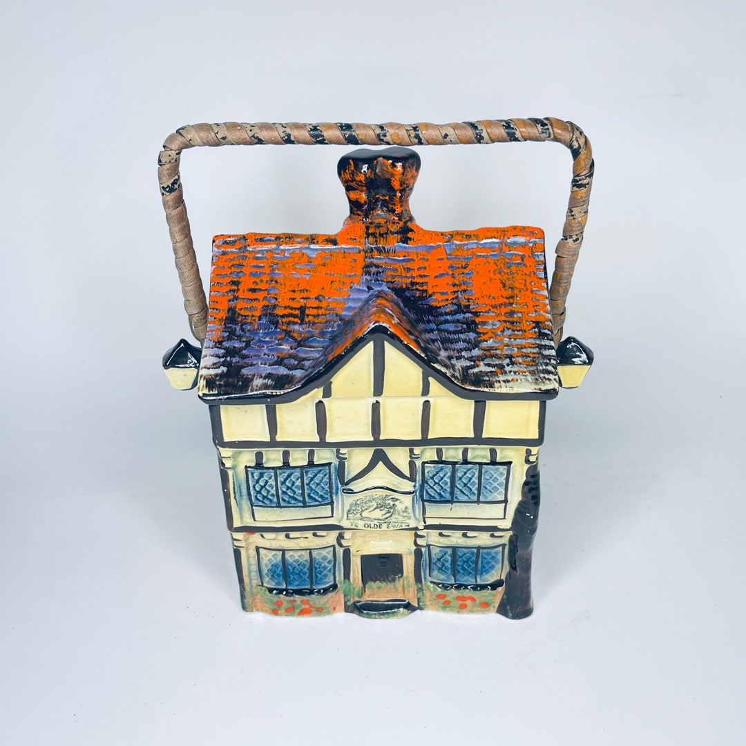 Vintage Ye Olde Inne Biscuit Barrel Cookie Jar Hand Painted Ye Olde ...