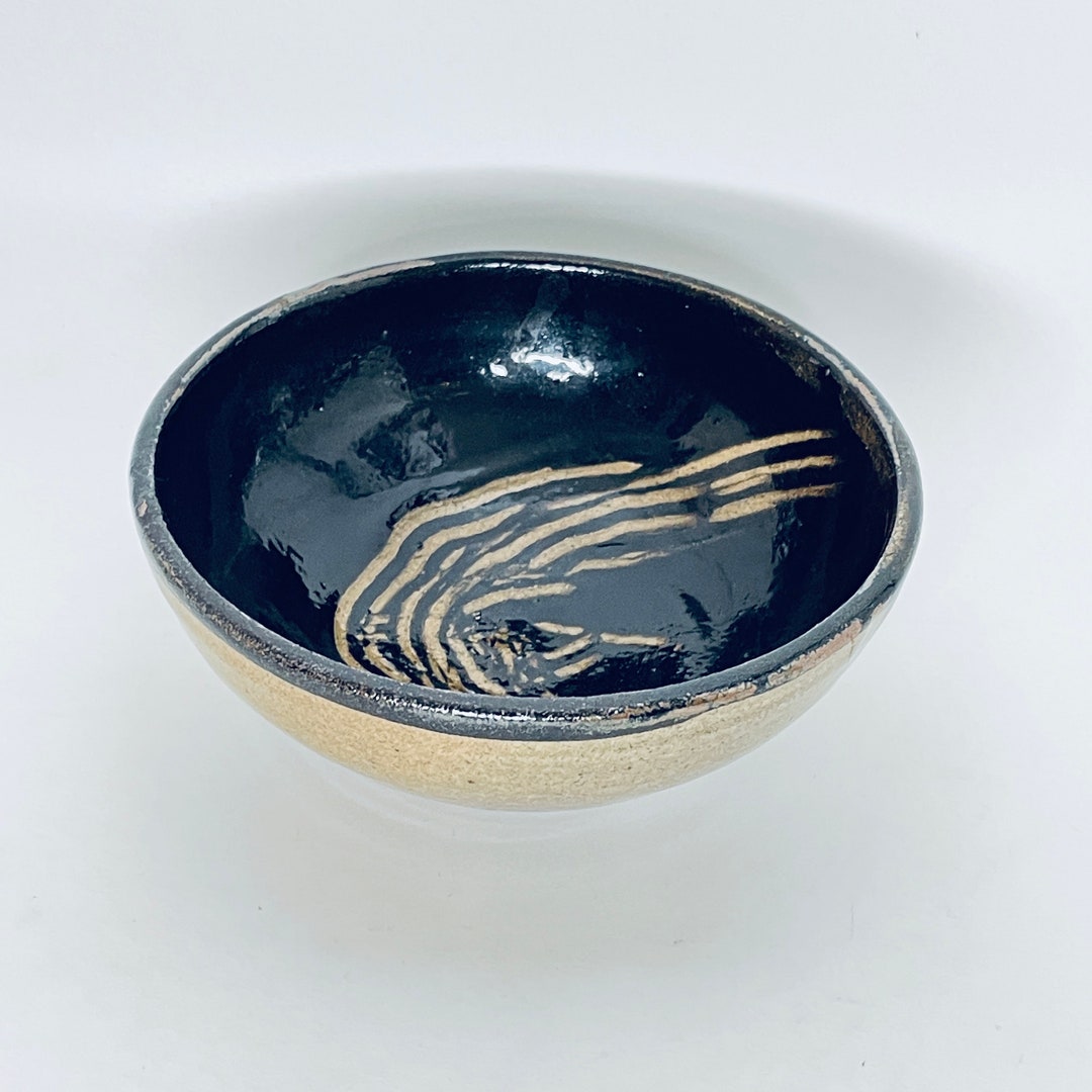 Vintage Studio Pottery Bowl Abstract Art Dark and Light Brown Contrast ...