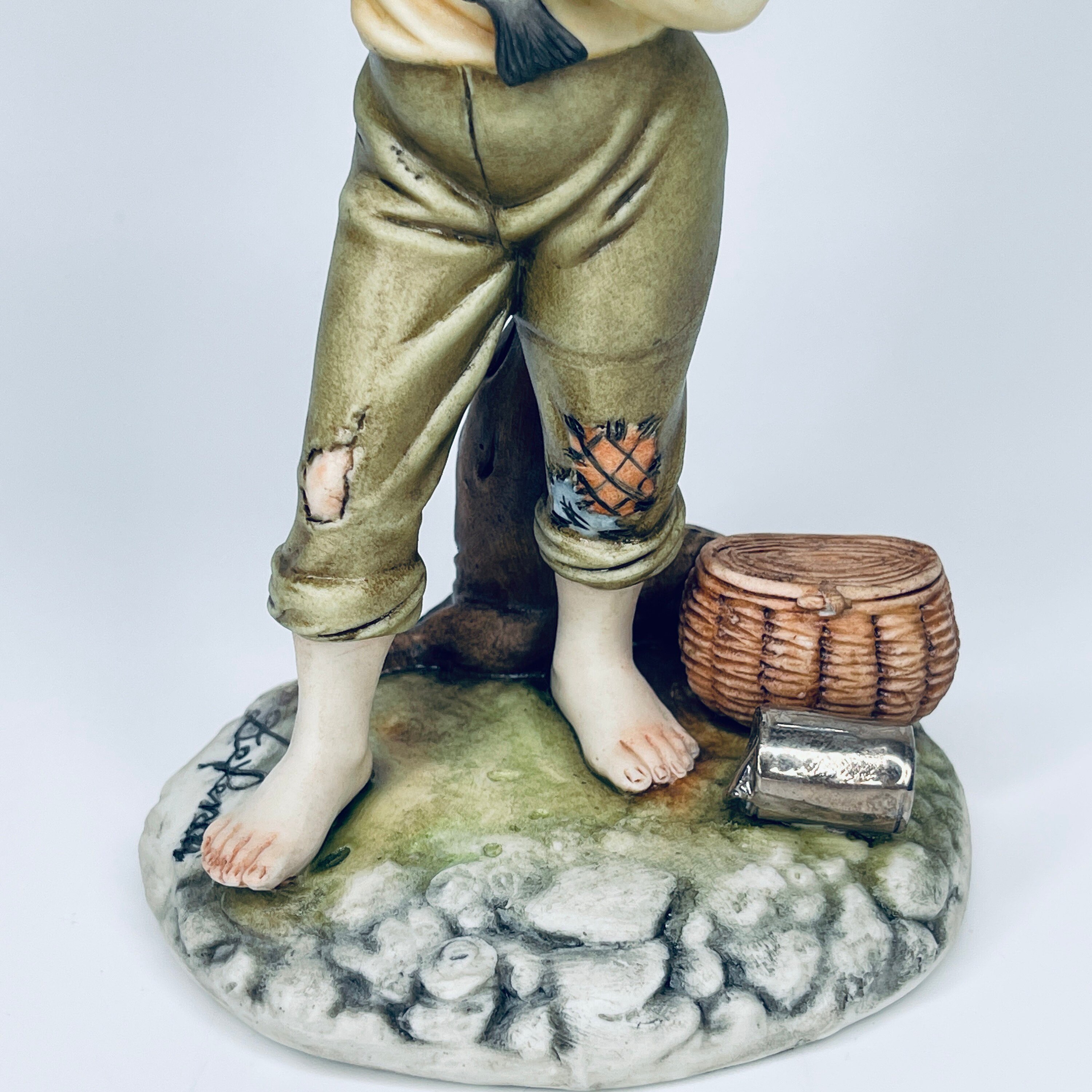 Capodimonte Boy With a Fish Figurine Vintage Fine Porcelain Art by ...