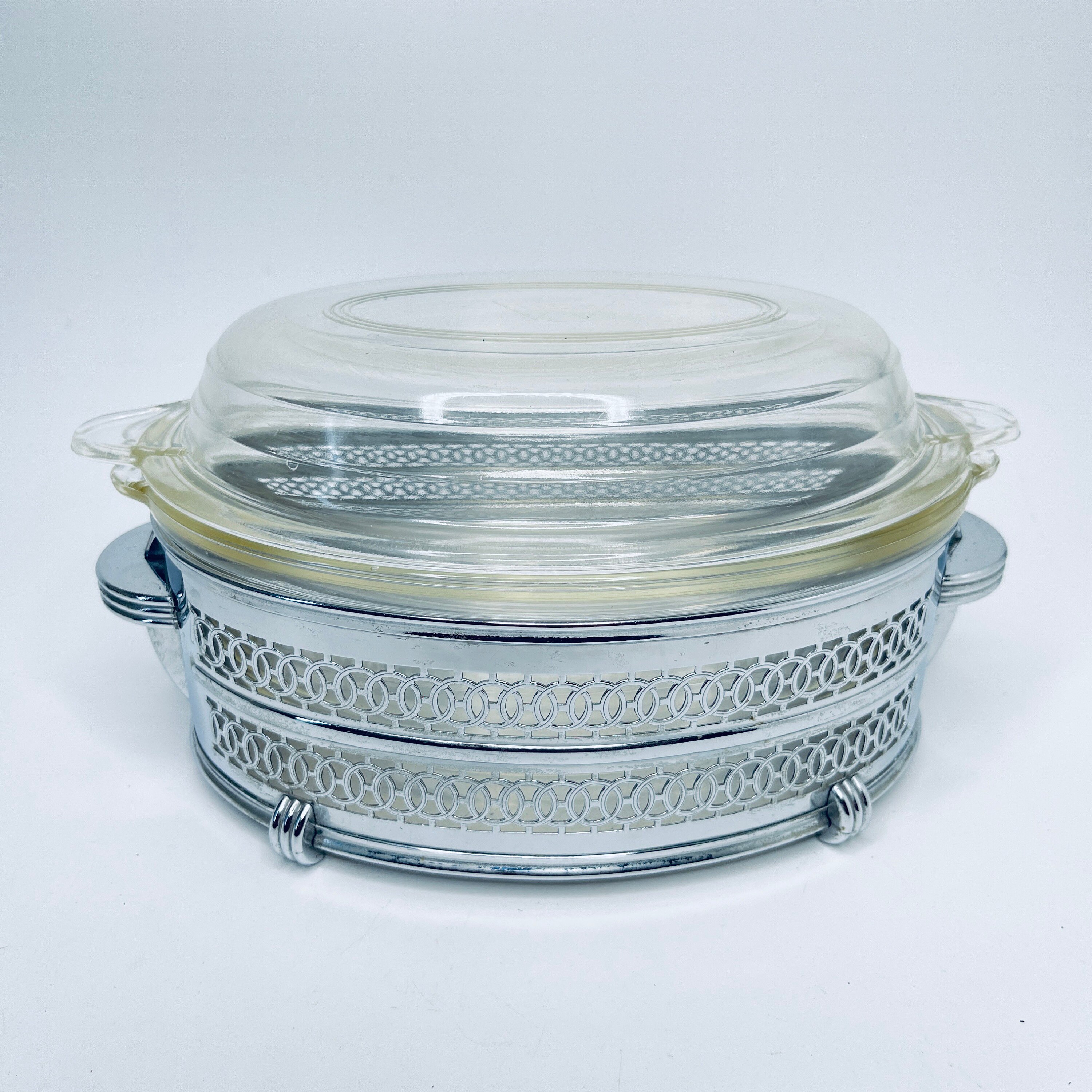 Vintage Casserole Dish With Lid Phoenix in Original Chromed Stand ...