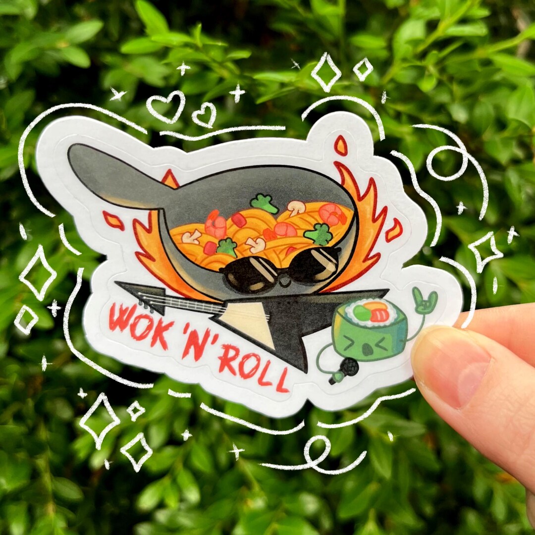 Wok N Roll Sticker | Pun Sticker | Relatable Sticker | Funny Sticker ...