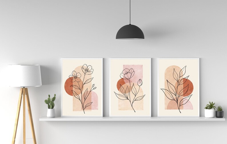 Printable Wall Art Set of 3 Boho Style, Minimal, Modern Prints Best for Your Wall Decor ...