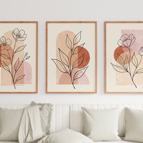 Printable Wall Art Set of 3 Boho Style Minimal Modern Prints - Etsy