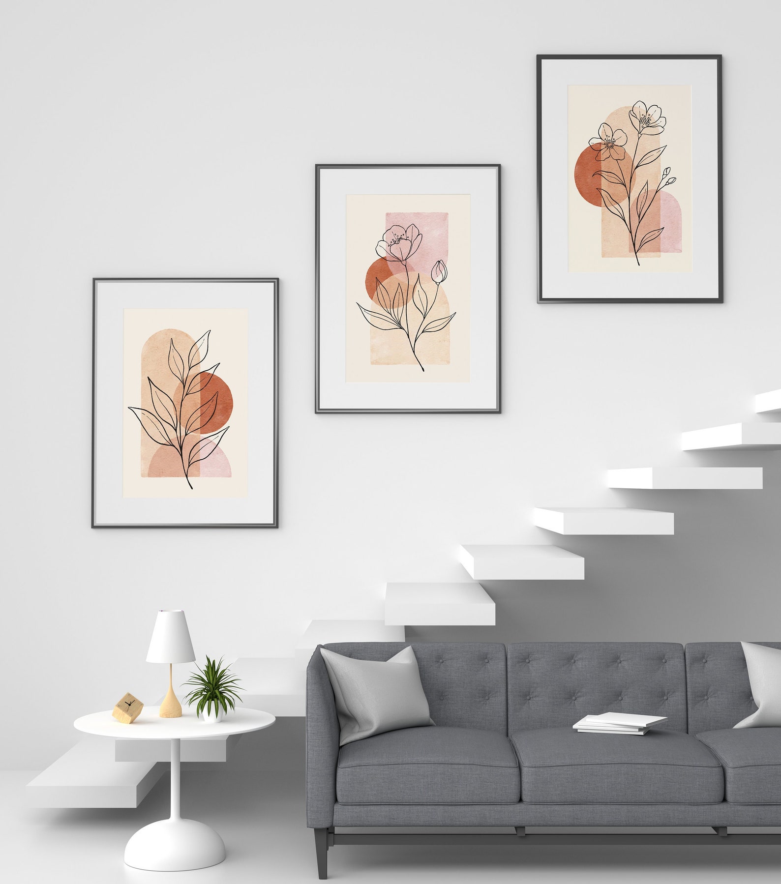 Printable Wall Art Set of 3 Boho Style, Minimal, Modern Prints Best for Your Wall Decor ...