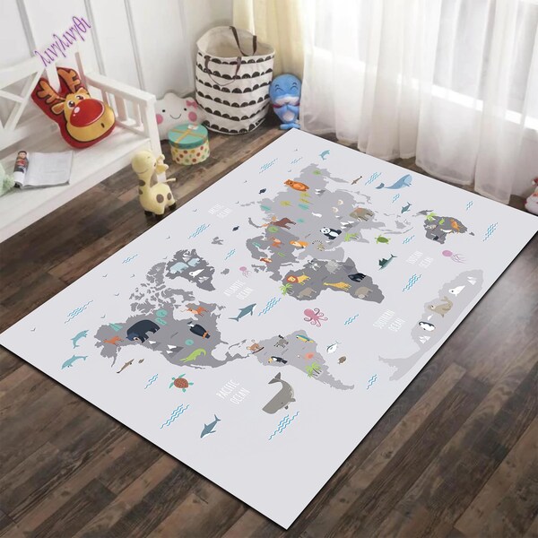 World Map Rug - Etsy