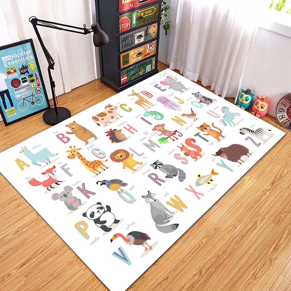 Animal Alphabet Learning Rug / Animal Rug / Play Rug / Girl - Etsy