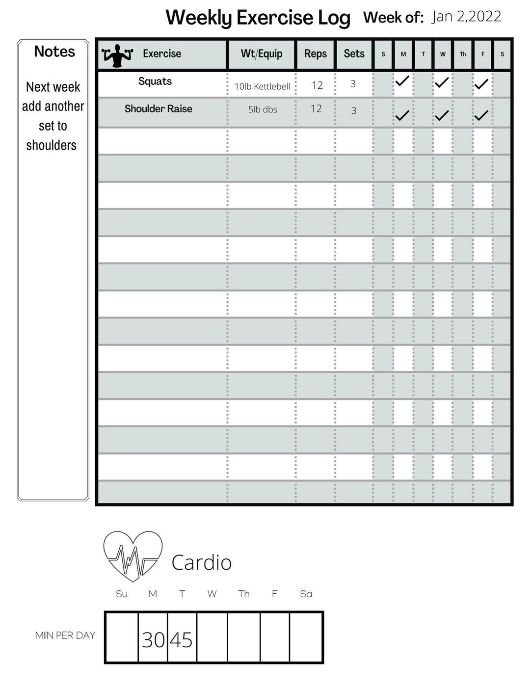 Exercise Log, Exercise Planner, Fitness Journal, Activity Tracker ...