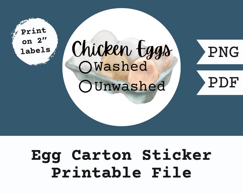 Egg Carton Label- Printable File- Washed- Unwashed- Digital Download ...