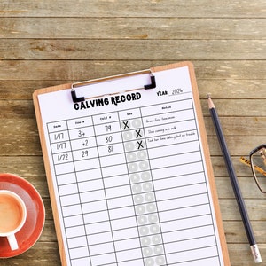 Calving Records- Printable File-calving Season- Digital Download ...