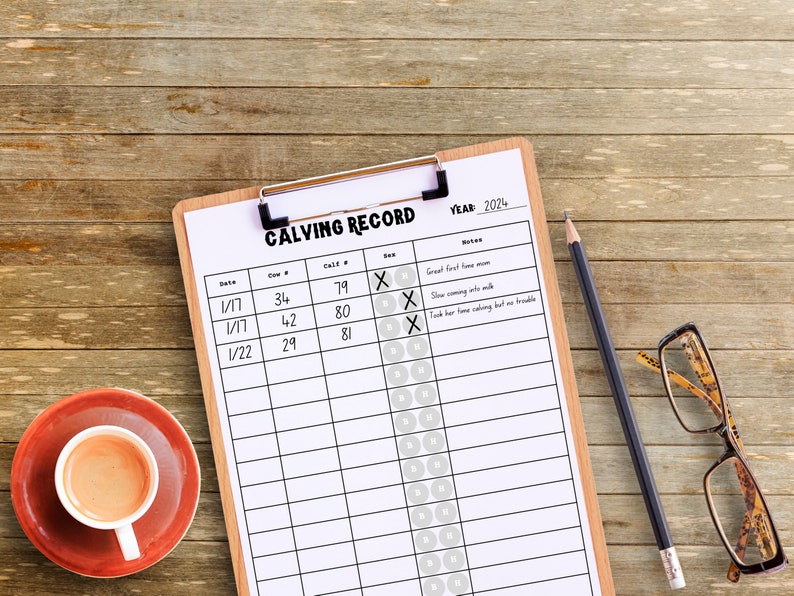 Calving Records- Printable File-calving Season- Digital Download ...