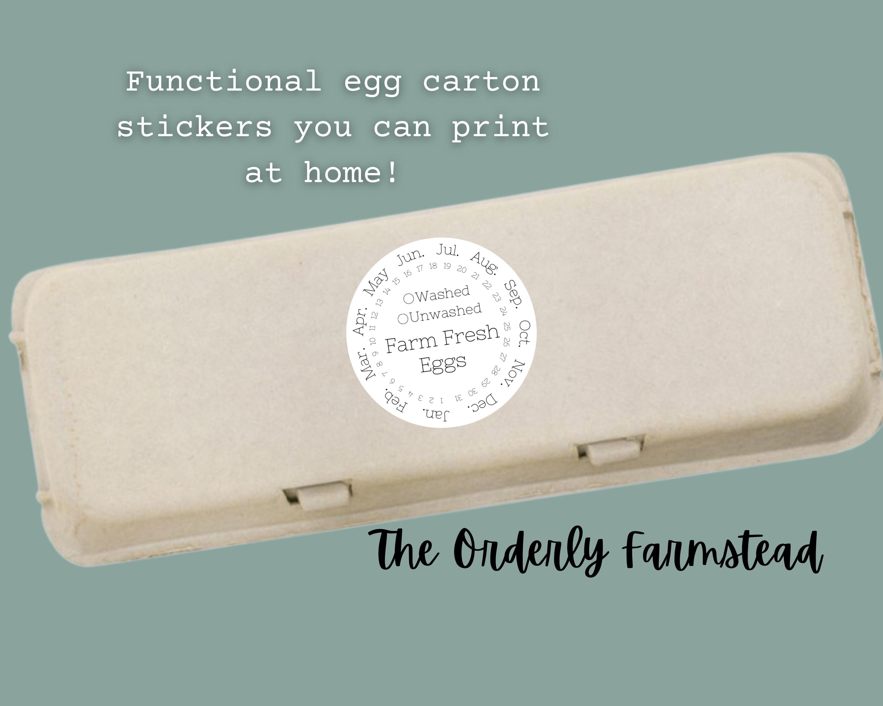 Egg Carton Label- Dated&washed/unwashed- Printable File- Digital ...