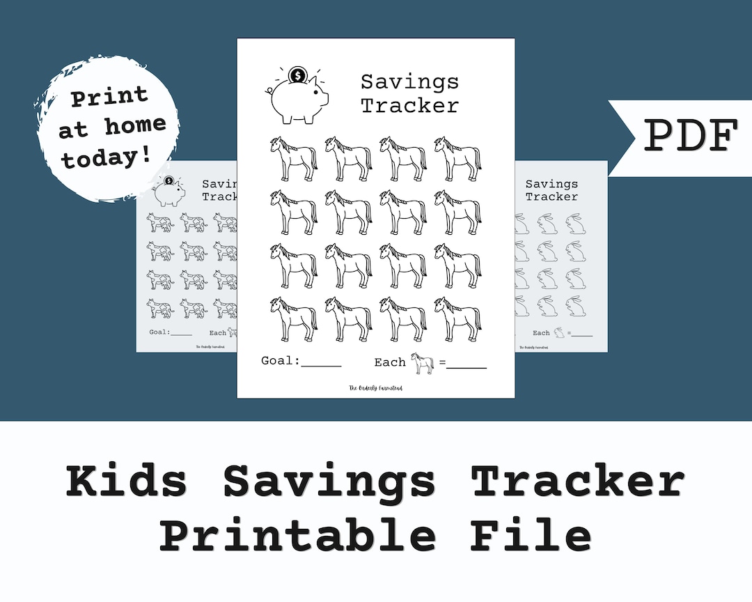 Kids Savings Tracker- Printable File- Savings Tracker- Digital Download ...