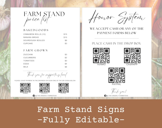 Editable Farmstand Price List Template: Printable Vendor Sign (canva ...