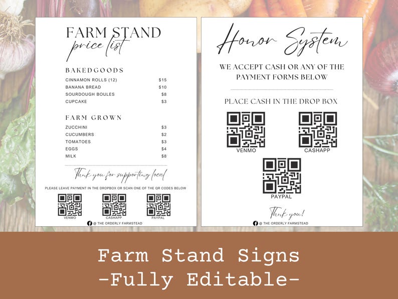 Editable Farm Stand Sign Bundle | Digital Download | Price List, Menu ...