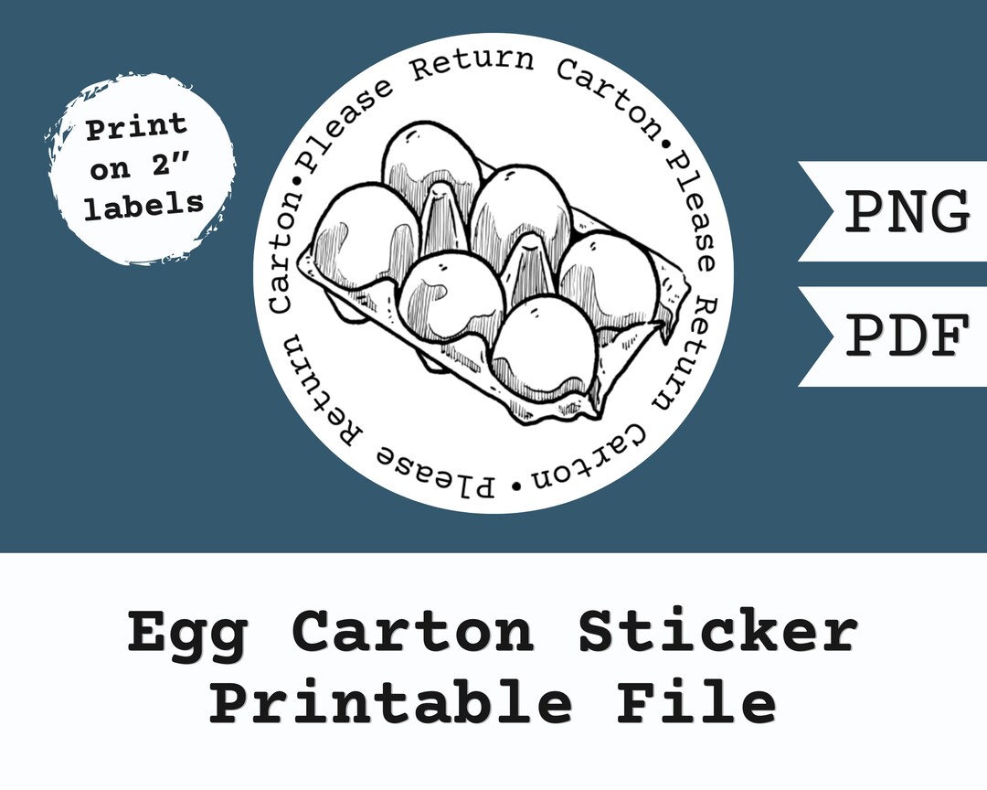 Egg Carton Label- Printable File- Please Return Carton- Digital ...